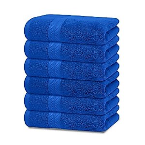 Avalon Towels Luxury Hand Towels (Pack of 6) Size 16x28 Inches - Premium Cotton, Soft and Highly Absorbent Hand Towels for Bathroom, 600 GSM Face Towels, Hotel & Spa Quality, Quick Dry (Royal Blue)