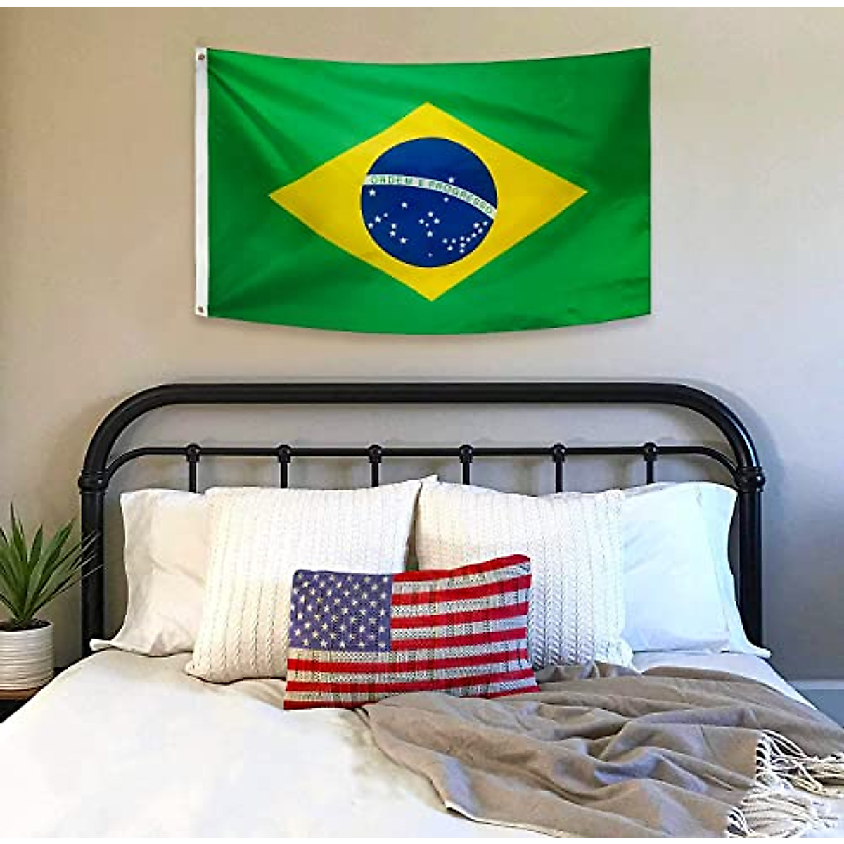 DANF Brazil Flag 3x5 Ft Thick Polyester, Fade Resistant, Brass Grommets, Canvas Header Brazilian National Flags 3 X 5 Feet