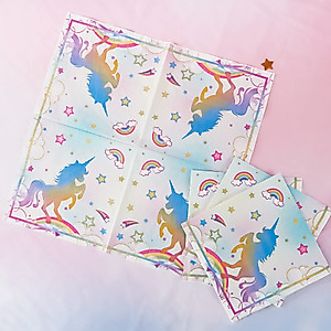 WERNNSAI Unicorn Party Plates and Napkins - Rainbow Unicorn Party Supplies for Girls Disposable Dinner Dessert Plates Napkins Tableware Set Serves 16 Guests 48 PCS