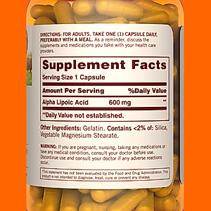 Sundown Alpha Lipoic Acid 600mg, Supports Antioxidant Health, Dietary Supplement, 60 Capsules