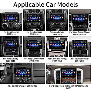 Bruynic 2023 New Upgrade Android 12 Car Radio Stereo for Jeep Wrangler JK Compass Grand Cherokee Dodge Ram,10.1" IPS Touch Screen with Wireless Carplay and Android Auto Come with AHD Backup Camera