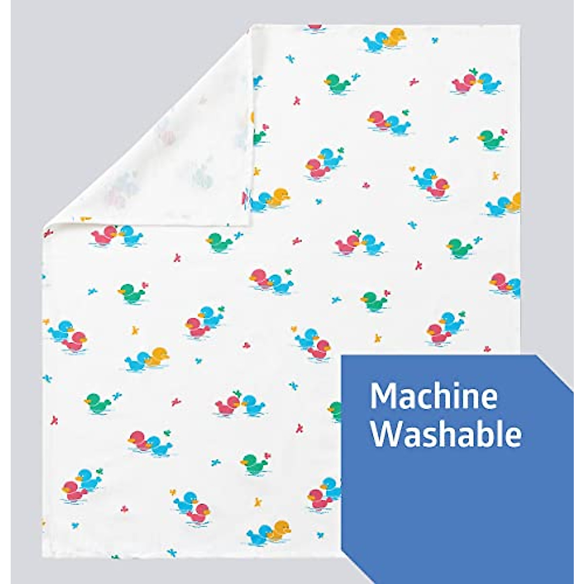 Medline Duck Print Baby Blanket, Classic Design, 100% Cotton, Soft, Cuddly, Swaddling, 30" x 40", 3 Count