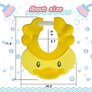 Baby Shower Hat, Adjustable Toddler Hair Washing Visor, Soft Silicone Baby Shampoo Cap for Girls Boys Toddler to Stop Water in Eyes (Duck-Blue)