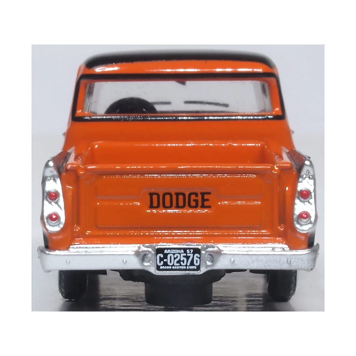 1957 D100 Sweptside Pickup Truck Omaha Orange and Jewel Black 1/87 (HO) Scale Diecast Model Car by Oxford Diecast 87DP57004