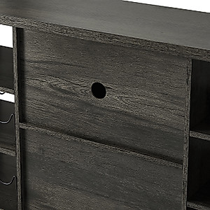 Tiophome Industrial Bar, Liquor Storage Credenza, Farmhouse Wood Coffee Cabinets with Wine Racks & Stemware Holder, Metal Sideboard and Buffet (55.12''W, Dark Grey)