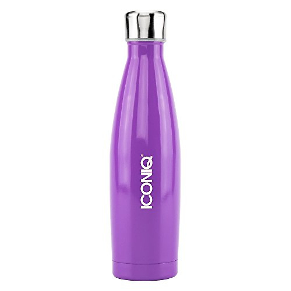 ICONIQ 17 oz Stainless Steel Vacuum Insulated Water Bottle with Pop Up Straw Cap, 17 Ounce (Gloss Purple/Gray)