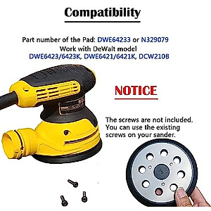 Union Pads & Abrasives OEM1 5 Inch 8 Hole Replacement Sander Hook and Loop Orbital Sander Pad for DeWalt 151281-08, DW4388 Fits DeWalt DW421, DW423, D26453, D26451, DW422, Porter Cable 390K 382 343/VS