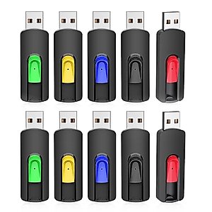 8GB USB 2.0 Stick 10 Pack, MONGERY USB Flash Drive Retractable Memory Stick Thumb Drive USB Drive with LED Indicator for Data Storage Jump Drive (8GB 10Pack Mixcolor)