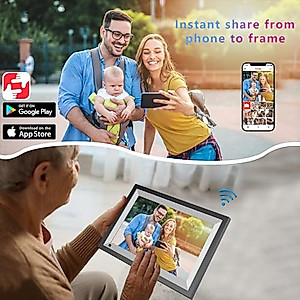 Digital Picture Frame, 10.1 inch WiFi Digital Photo Frame 32GB, 1280*800 IPS Touch Screen, Smart Electronic Picture Frame Slideshow, Load Photo Video from phone via Frameo App, Rotating, Gift VNEIMQN
