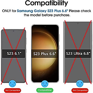 amFilm [2+2 Pack Hybrid Film Screen Protector for Samsung Galaxy S23+/S23 Plus 6.6 Inch [100% Fingerprint ID Compatible] with Tempered Glass Camera Lens Protector and Easy Installation Tray.