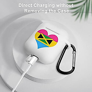 Pansexual Heart Flag Jamaica Silicone AirPods Case Protective Cover Compatible with AirPods 2 & 1 with Keychain