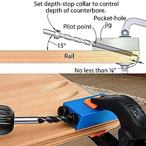 Pocket Hole Jig 14Pcs Kit - Woodwork Guides Joint Angle Tool Carpentry Locator - 15° Woodworking Inclined Hole Fixture 6/8/10mm Drill Bits Dowel Screw Drill Jig Joinery Kit Carpenters