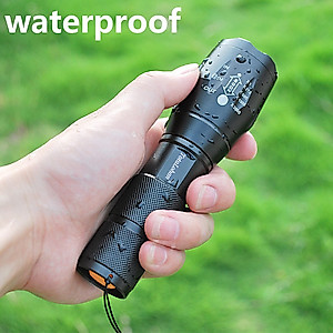 TotaLohan TC1200 Military Grade 2000 Lumen 5 Mode LED Tactical Flashlight Torch for Hurricane Camping Biking Hiking Home Emergency,2 Pack