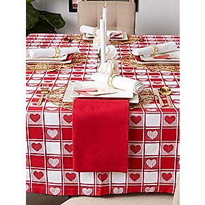 DII Valentine's Day Tablecloth Check Collection, Tablecloth, 60x84, Checkered Hearts