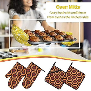 Shining Overlook Oven Mitt and Pan Cover Set, 4 Piece Set for Kitchen Cooking, Baking and Microwave, Kitchen Accessories.