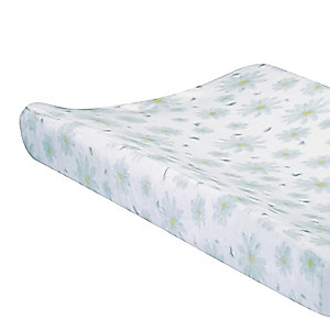 Lambs & Ivy Sweet Daisy White/Blue Flowers Changing Pad Cover