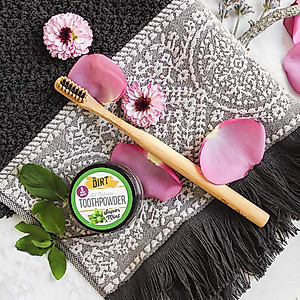 The Dirt - Remineralizing Tooth Powder, Natural Fluoride-Free Teeth Whitening Powder with Hydroxyapatite, Flouride & Gluten Free, Organic Vegan (Super Mint, 25g: 3 Month Supply)