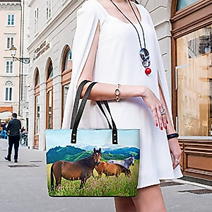 Womens Handbag Meadow Horse Leather Tote Bag Top Handle Satchel Bags For Lady