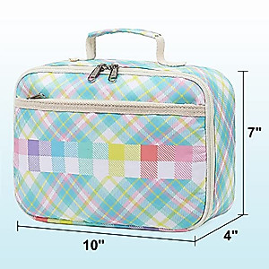 CAMTOP Lunch Box Kids Insulated Lunch Bag Small Cooler Thermal Meal Thermal lunchbox for Girls Boys School Picnics（Lattice Colorful）