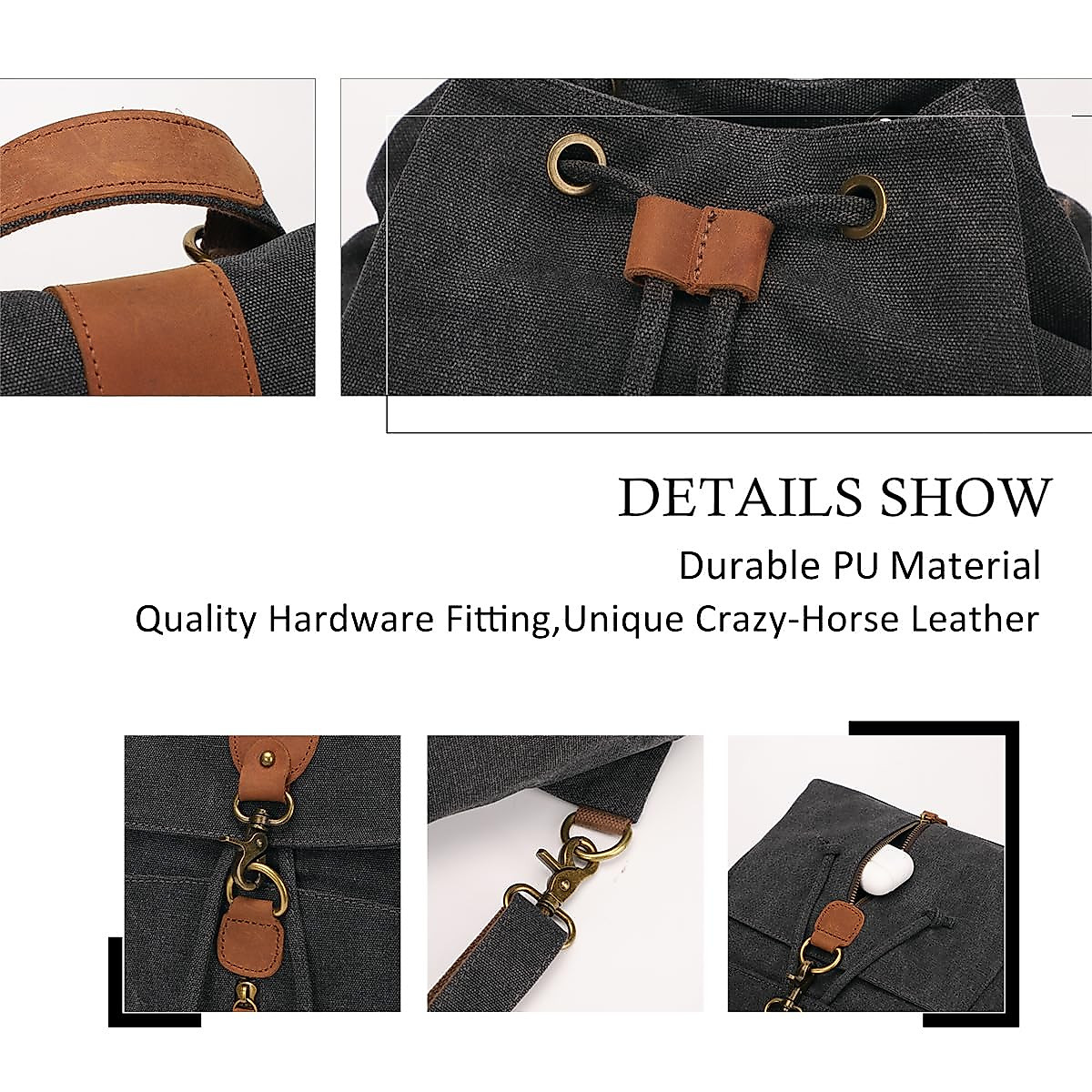 KL928 Canvas Backpack - Casual Daypack Vintage Outdoor Travel Rucksack Hiking Backpacks for Men Women