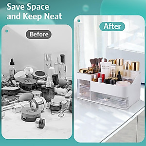 Makeup Organizer for Vanity - Skincare Organizers with Clear Drawers, Large Make Up Organizers and Storage, Bathroom Countertop Makeup Holder, Bedroom Desk Organizer for Cosmetics, Skin Care, Perfume