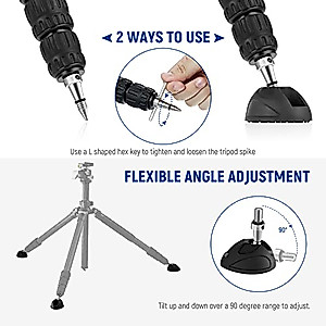 NEEWER Universal Tripod Feet Pad with Detachable Tripod Spikes, 3 Set Non Slip 60mm Diameter Tripod Monopod Rubber Feet Spikes Replacement with 3/8" Screw, Extra Stability and Flexible Angle