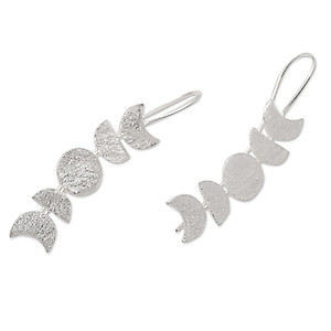 NOVICA Artisan Handmade Sterling Silver Drop Earrings Mooninspired from Bali No Stone Indonesia Modern [2 in L x 0.4 in W x 0.1 in D] ' Moon Time'