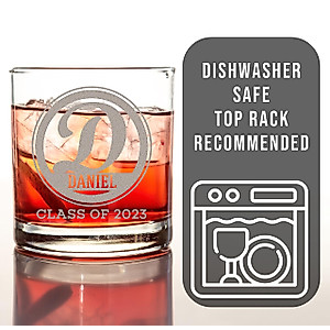 Personalized Etched 11oz Whiskey Glass - Custom Engraved Bourbon Christmas Gifts for Men, Dad Scotch Drinking Birthday Glasses, Groomsmen, Liquor Cocktail Rocks Old Fashioned, Bratton Monogram