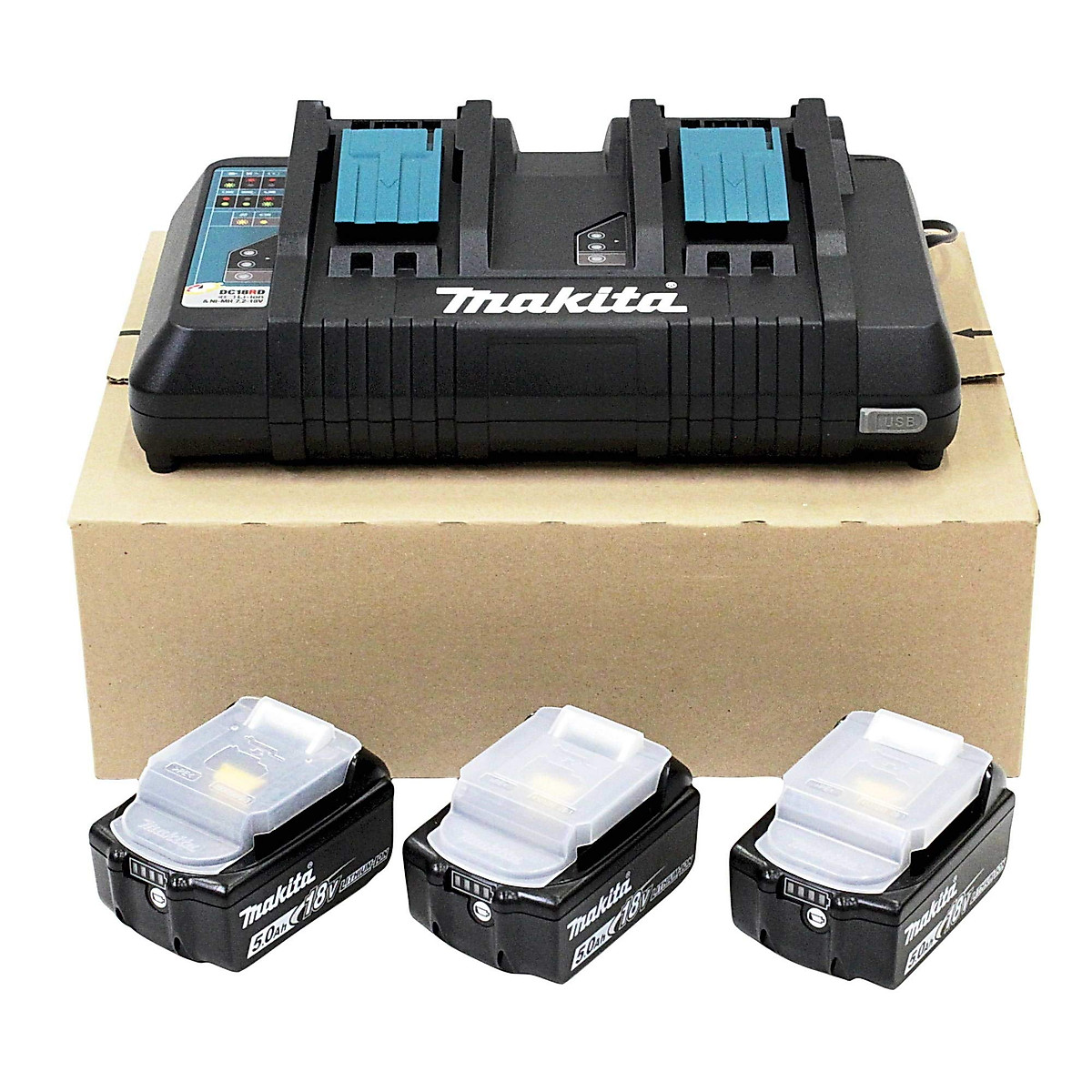 Makita - Power supply kit, DC18RD dual charger, 3 x 18V-5Ah batteries, 198458-6