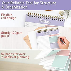 S&O Daily Planner Notepad for Productivity - 52 Page Daily To Do Planner - Undated Planner and Organizer - Daily To Do List Planner - Coiled Daily Task Planner - Daily Organizer Planner - MAUVE
