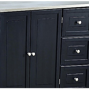 Homestyles Kitchen Cart with Stainless Steel Metal Top, Rolling Mobile Kitchen Island with Storage and Towel Rack, 54 Inch Width, Black