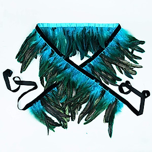 L'VOW Feather Boa Ribbon Punk Gothic Shawl Crow Witch Costume for Halloween(Acid blue)