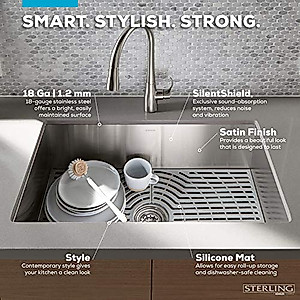Kohler K-20022-PC-NA Sterling Ludington 32" Under Mount Single Bowl Kitchen Sink with Accessories, 32 inch, Stainless Steel