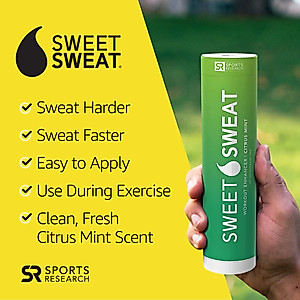 Sports Research Sweet Sweat Yellow Waist Trimmer (XL) and Citrus Mint Sweet Sweat Workout Enhancer Gel Stick (6.4oz) Bundle