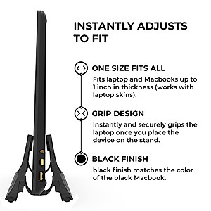 HumanCentric Vertical Laptop Stand for Desks (Matte Black) | Adjustable Holder to Dock Apple MacBook, MacBook Pro, and Other Laptops to Organize Work & Home Office