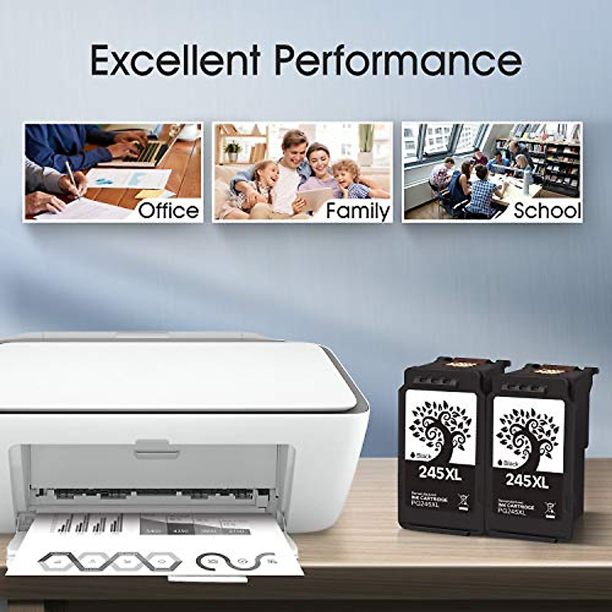 H&BO TOPMAE Remanufactured Ink Cartridge Replacement for Canon PG-245 PG-243 243XL 245XL Black for Canon PIXMA MG2522 TS3320 TR4527 MG2522 TR4520 MG2525 TS3322 MX490 Printer(2 Black)