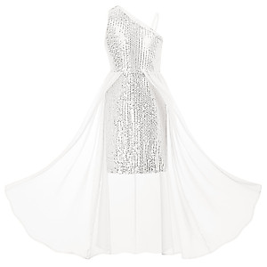 GRACE KARIN Girls Sequin Dress Sliver Pageant Dresses for Girls 6-7 Birthday Party Dresses