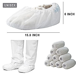 Life-C 100 Pack (50 Pair) Disposable Shoe Cover, White Resistant Boot Covers Non Slip Shoe Booties for Indoors