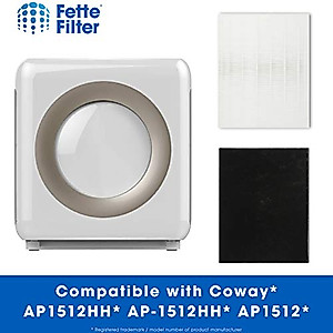 Fette Filter - 200M / AP-1512HH Premium H13 True Hepa Filter Set Compaible with Coway AP-1512HH AP1512HH AP-1512HH-FP Airmega 200M AP-1518R Airmega 200M(W) Includes 2 True Hepa Filter with 4 Activated Carbon Pre Filter Part # 3304899