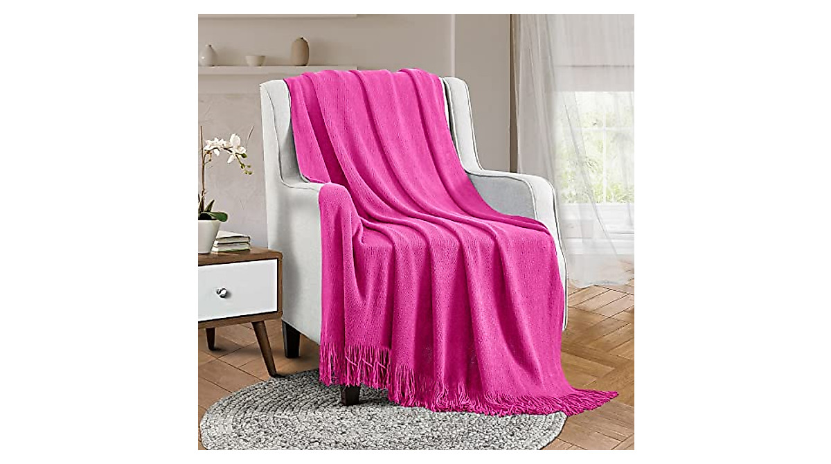 Vonty Hot Pink Knitted Blanket - Soft & Stylish 50x60 Throw