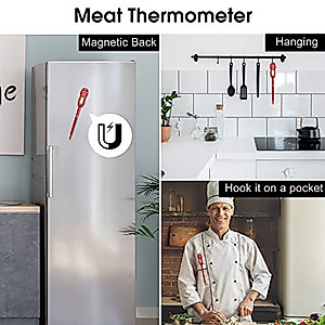 Digital Kitchen Food Meat Thermometer - AIMILAR AY6001-R1 Instant Read Cooking Meat Thermometers for Cooking and Grilling with Backlight Waterproof Magnetic for Grill Oven BBQ Smoker Turkey Water