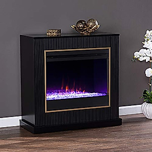 SEI Furniture Crittenly Color Changing Electric Fireplace, Black/Gold