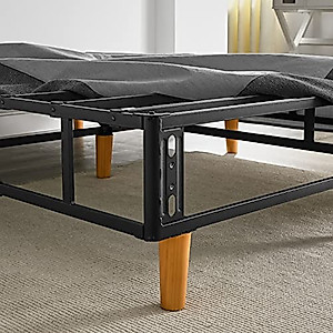 Amazon Basics Foldable Mattress Foundation/Box Spring with Steel Slats and Wood Legs, Tools-free Assembley, Full