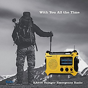 Kaito KA500 5-way Powered Solar Power,Dynamo Crank, Wind Up Emergency AM/FM/SW/NOAA Weather Alert Radio with Flashlight,Reading Lamp and Cellphone Charger, Yellow