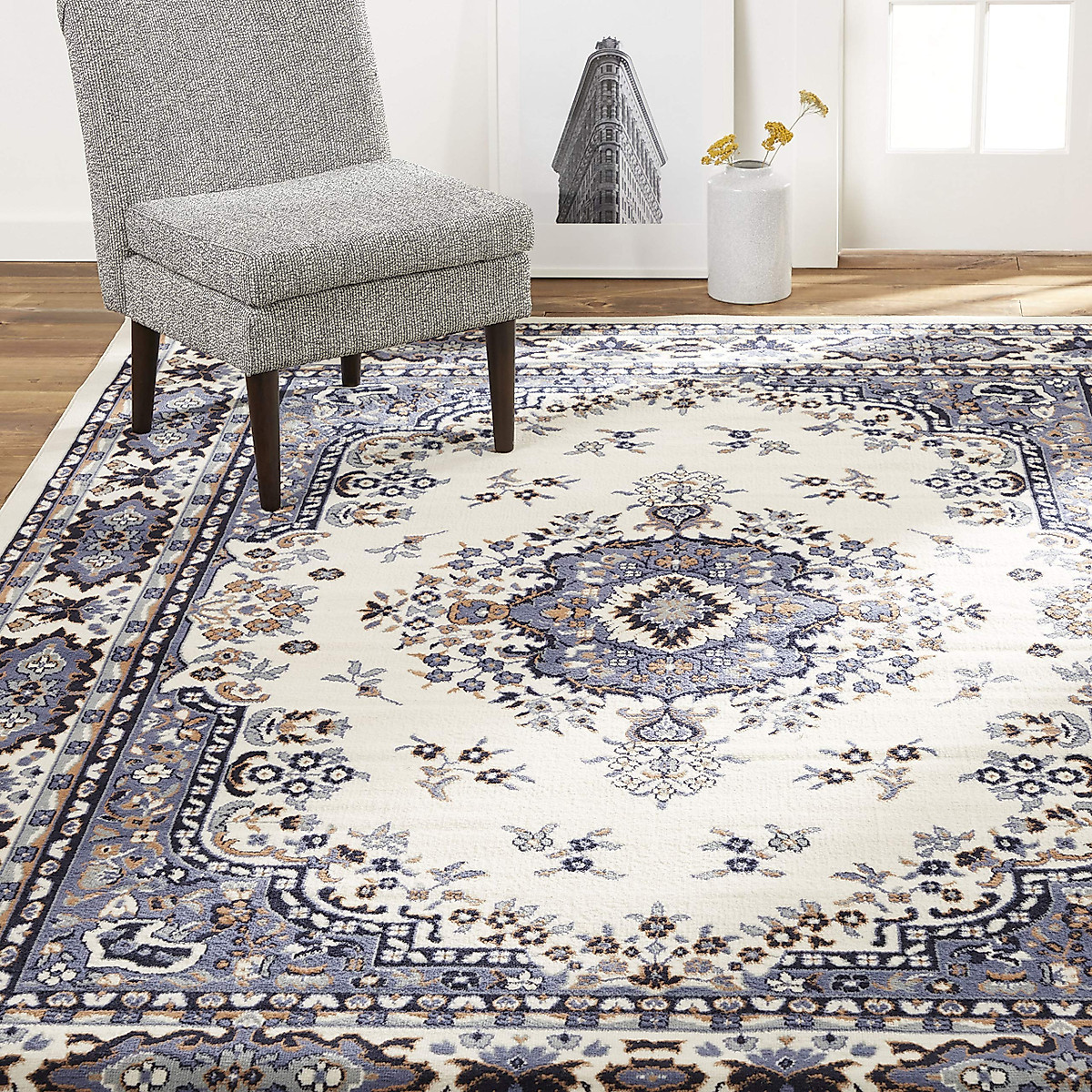 Home Dynamix Premium Sakarya Traditional Medallion Border Area Rug, Porcelain, 5'2"x7'4" Rectangle
