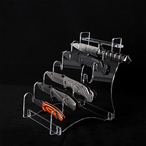 WLSANX Knife Display Stand,Acrylic Desktop Knife Holder Holds 6 Knives for Hunting Knife,Dagger,Pocket Knife Display(Transparent Pack of 2)