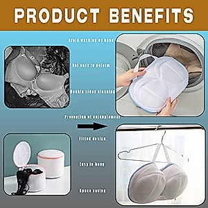 6 PCS 10" X 15" Bra Washing Bags for Laundry, Large Bra Laundry Bags for Washing Machine, Fits A-E Cups Anti Deformation Bra Mesh Bag, Lingerie Bags for Washing Delicates (10" X 15" Inch, Grey)
