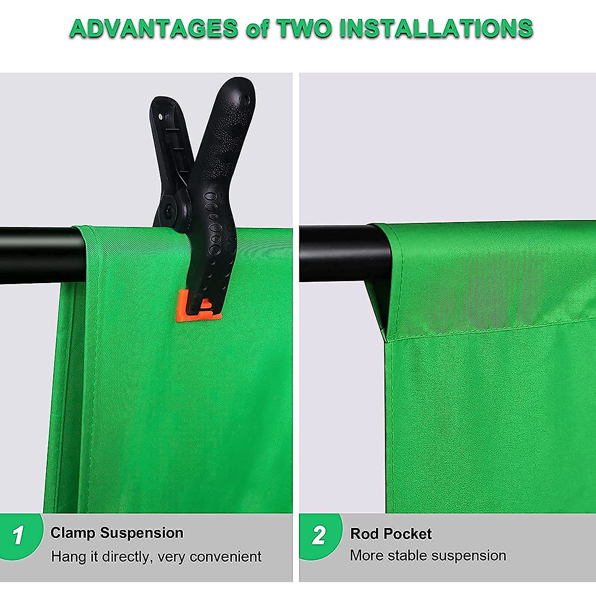 9.5 X 6 FT Green Screen Backdrop, Photography Chromakey Virtual Background for Zoom Streaming Meeting, High Density Opaque Polyester Fabric GreenScreen Sheet for Gaming Video Studio, 4 Spring Clamps