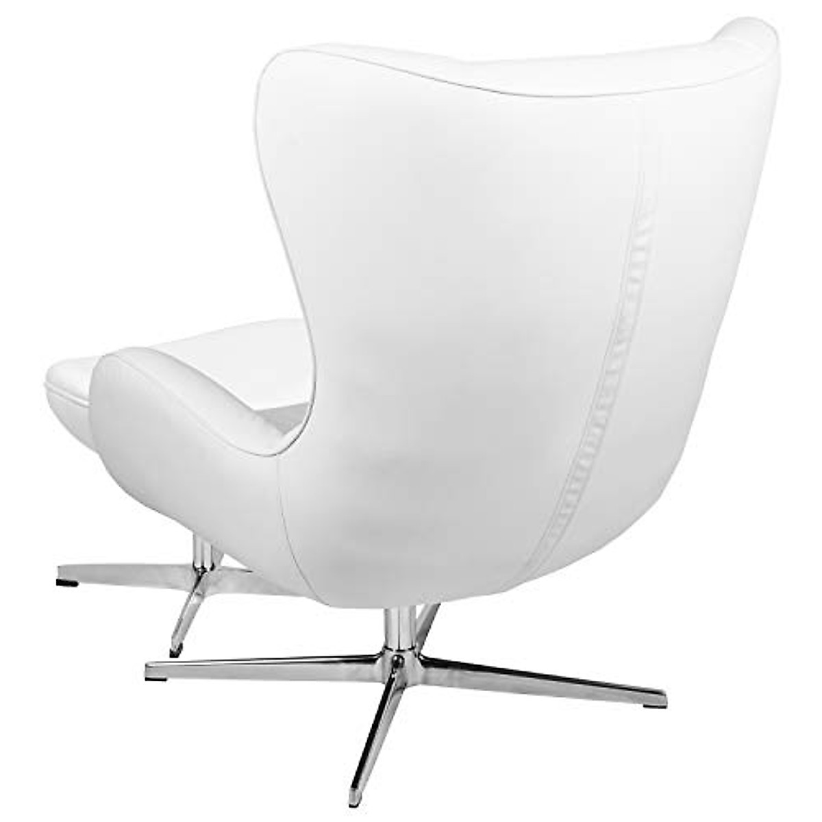 Flash Furniture White LeatherSoft Swivel Wing Chair and Ottoman Set