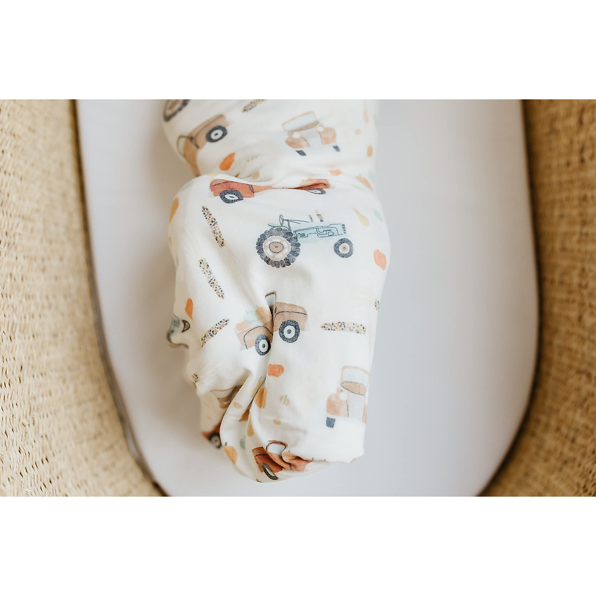 Large Premium Knit Baby Swaddle Receiving Blanket"Hayride" by Copper Pearl